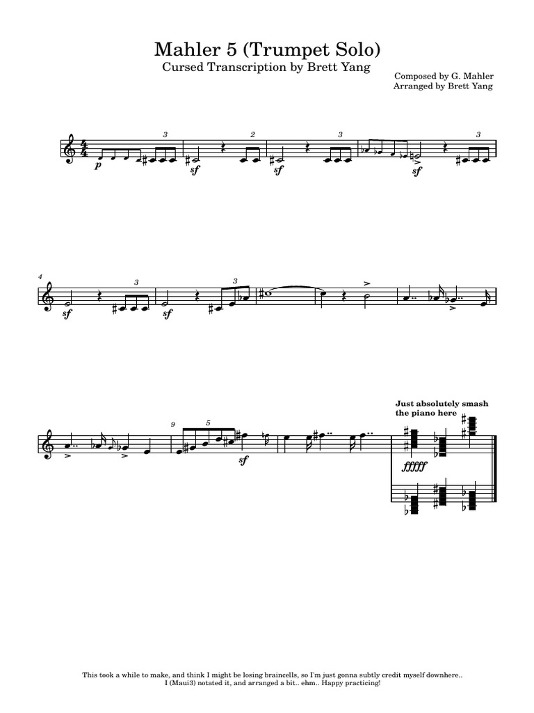 Mahler 5 (Trumpet Solo) - BCPT | PDF | Musical Compositions ...