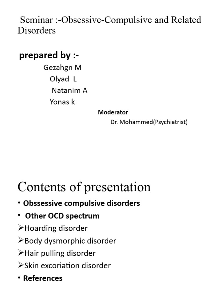 OCD & Related Disorders Seminar | PDF | Obsessive–Compulsive Disorder | Mental Disorder
