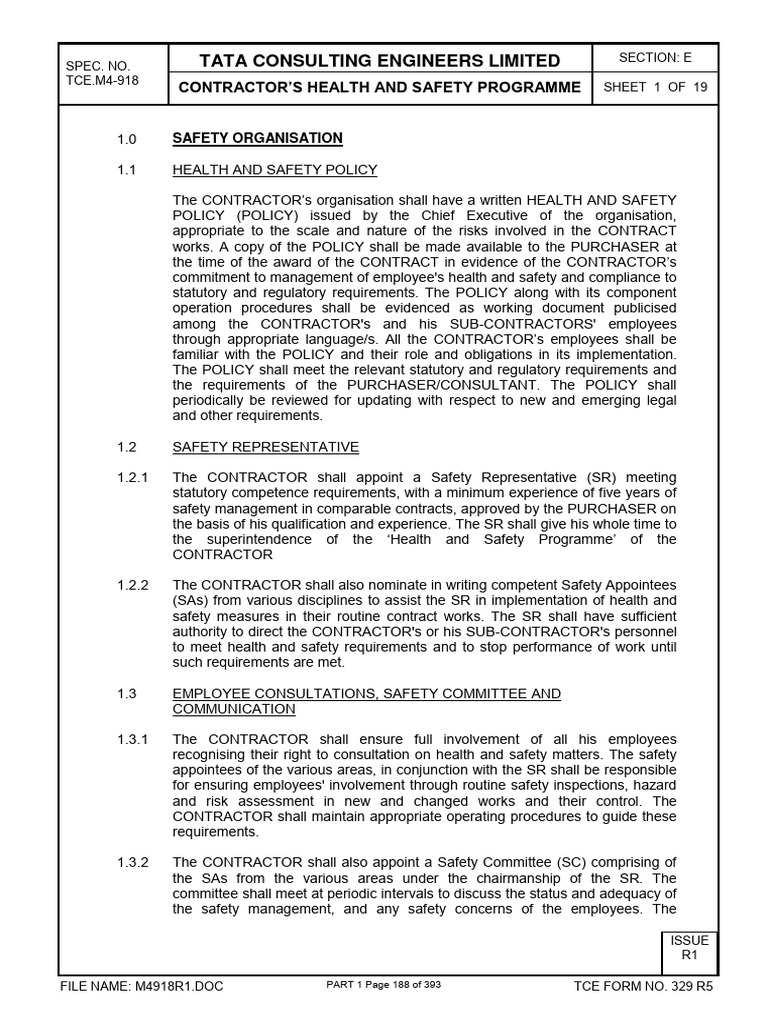 Hse Plan | PDF | Personal Protective Equipment | Occupational Safety ... Hse Plan | PDF | Personal Protective Equipment | Occupational Safety ...