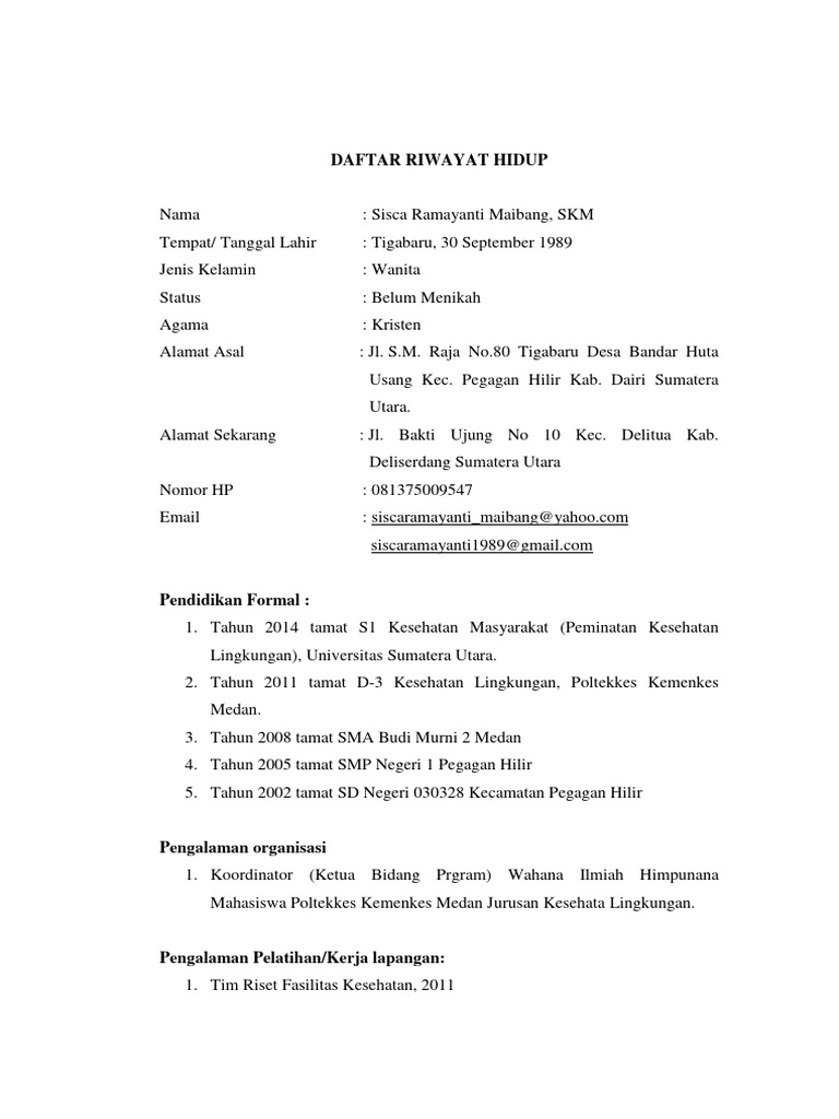 Daftar Riwayat Hidup (CV) | PDF