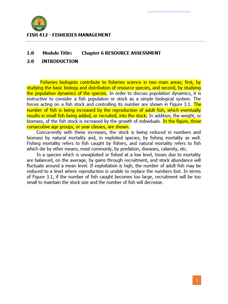 Fisheries Management | PDF | Standard Error | Errors And Residuals