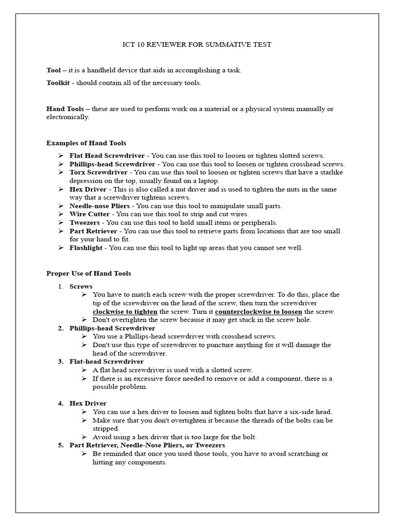 Ict 10 Reviewer For Summative Test | PDF | Random Access Memory | Bios