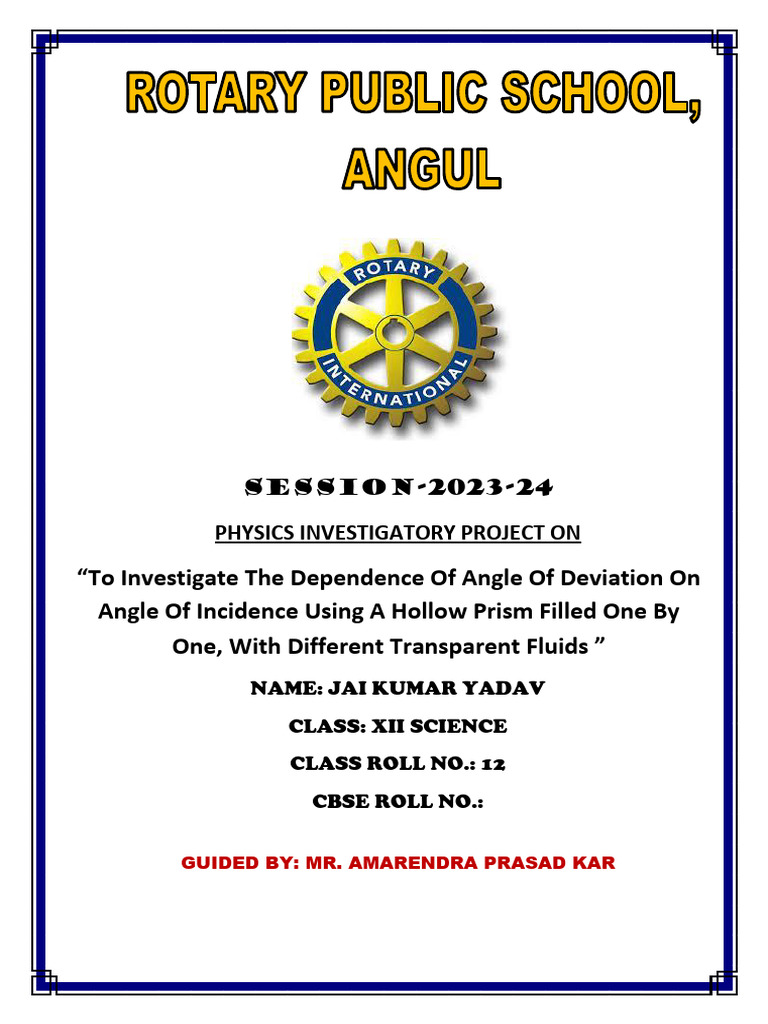 To Investigate The Dependence of Angle of Deviation On Angle of ...