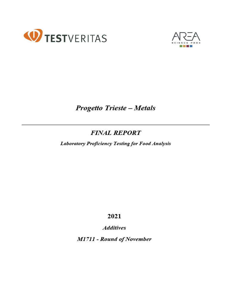 Proficiency Testing Report: Additives 2021 | PDF | Detection Limit | Median