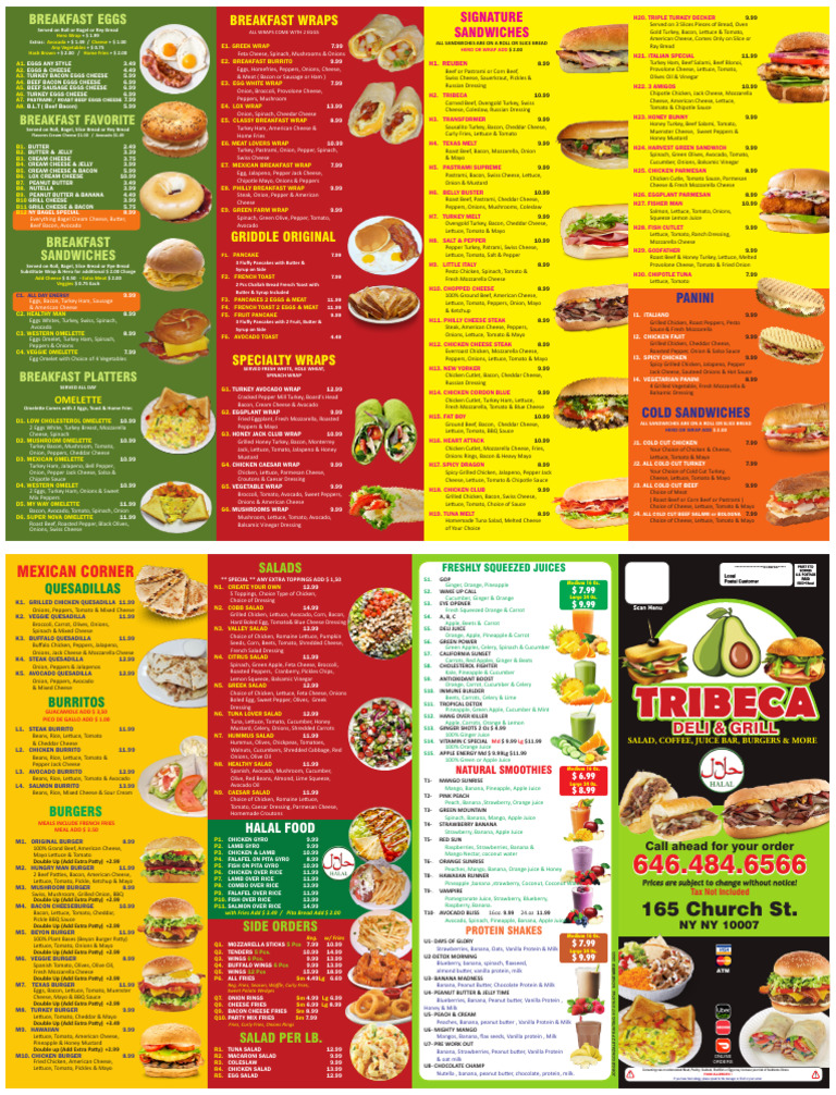 Tribeca - Menu 2024 | PDF | Salad | Hamburgers