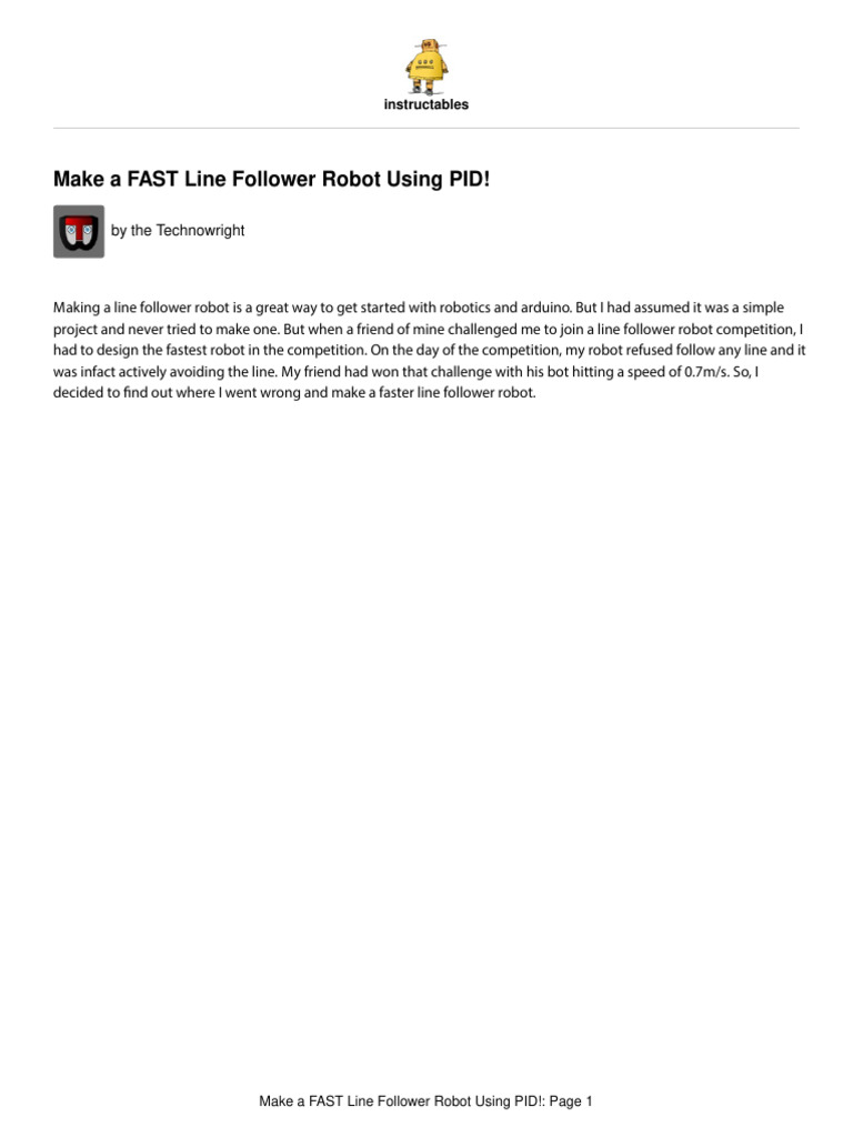 Make A FAST Line Follower Robot Using PID | PDF | Systems Theory ...