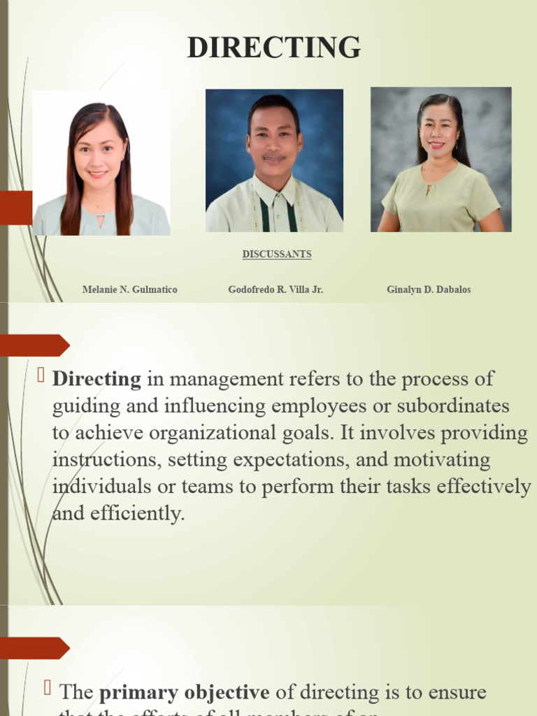 Directing | PDF | Goal | Leadership