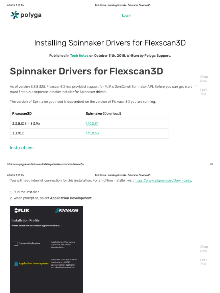 Tech Notes - Installing Spinnaker Drivers For Flexscan3D | PDF | System ...