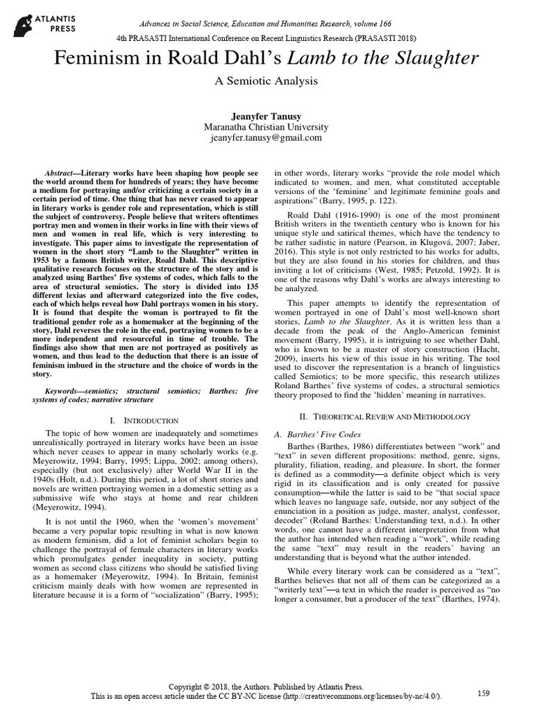 Feminism in LAMB TO THE SLAUGHTER | PDF | Semiotics | Feminism