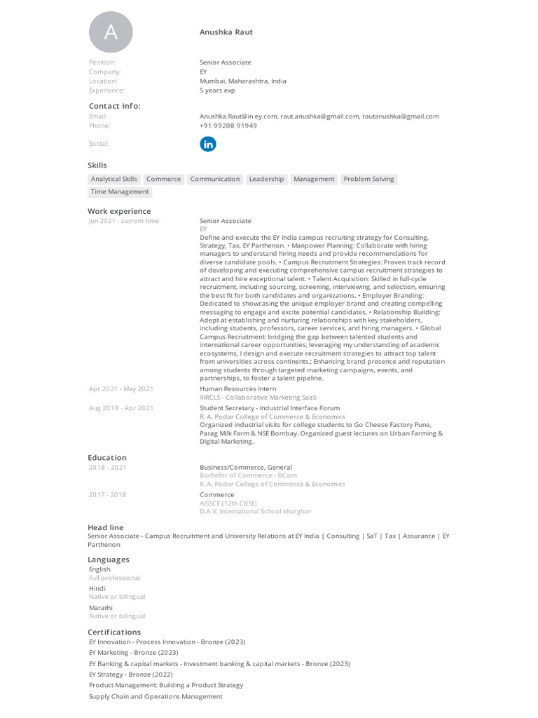 Anushka Raut Ey | PDF | Recruitment | Economies