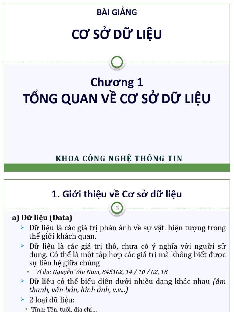 Chuong 1 - Tong Quan Ve CSDL | PDF