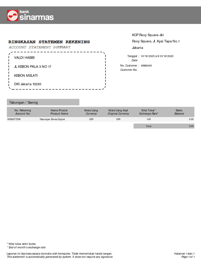 Sinarmas Bank Valdi Habib | PDF