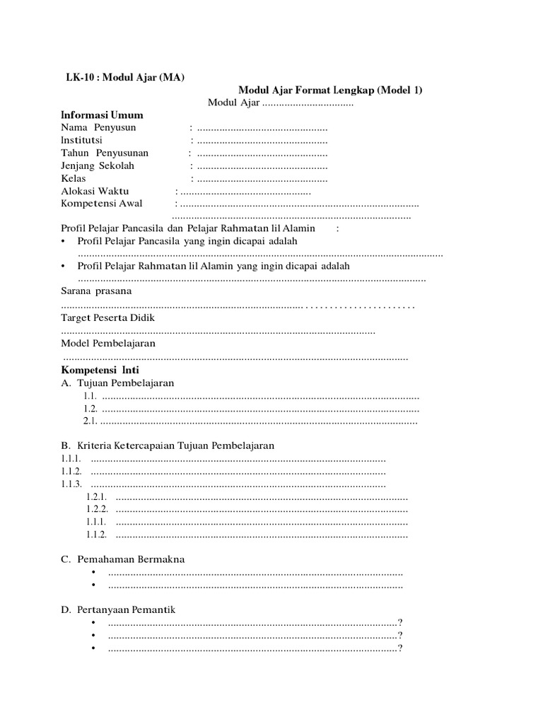 Contoh Format RPP Modul Ajar | PDF | Seni