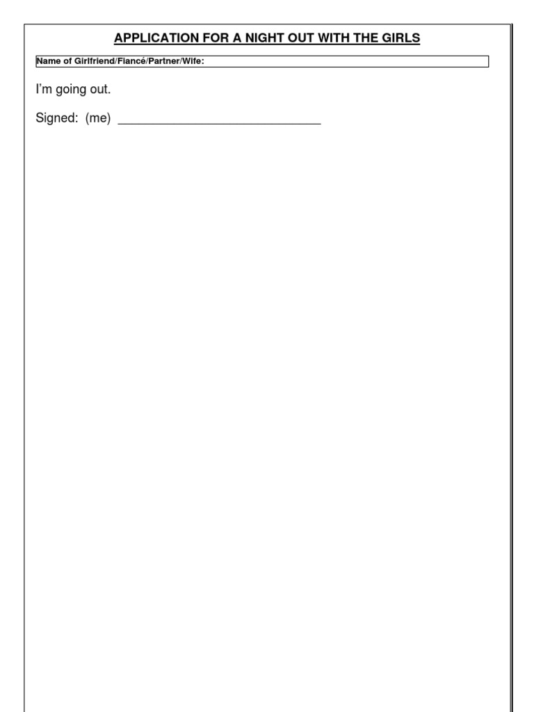Girls Night Out Permission Slip 1 | PDF