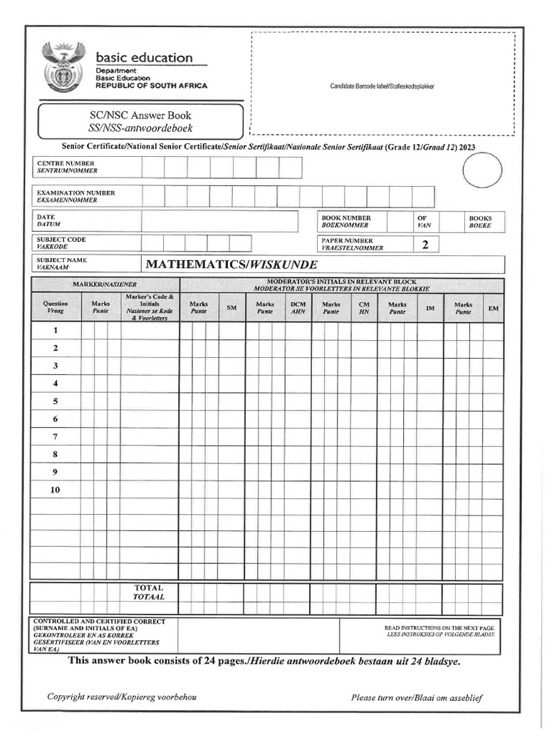 Mathematics P2 Nov 2023 Addendum Afr & Eng | PDF