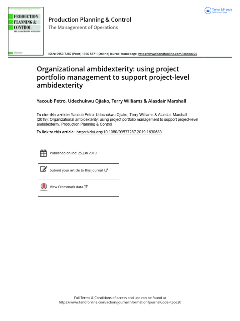 Project Portfolio Management for Ambidexterity | PDF | Risk Aversion | Project Management
