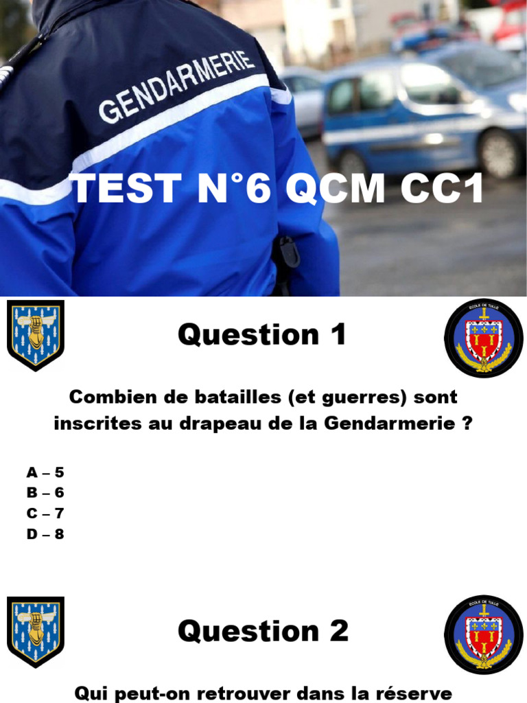 QCM Gendarmerie : Test de Connaissances | PDF