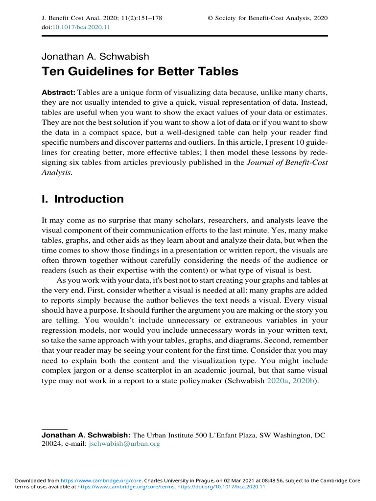Ten Guidelines For Better Tables | PDF | Errors And Residuals ...