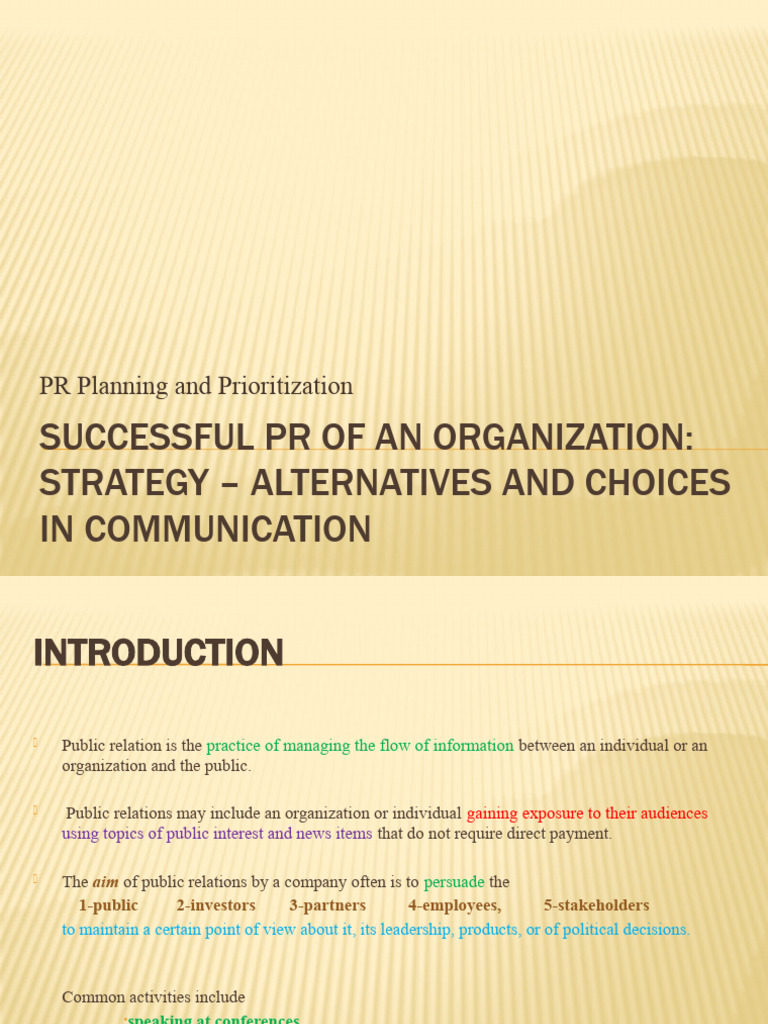 PR Planning and Prioritization-1 | PDF | Public Relations | Communication