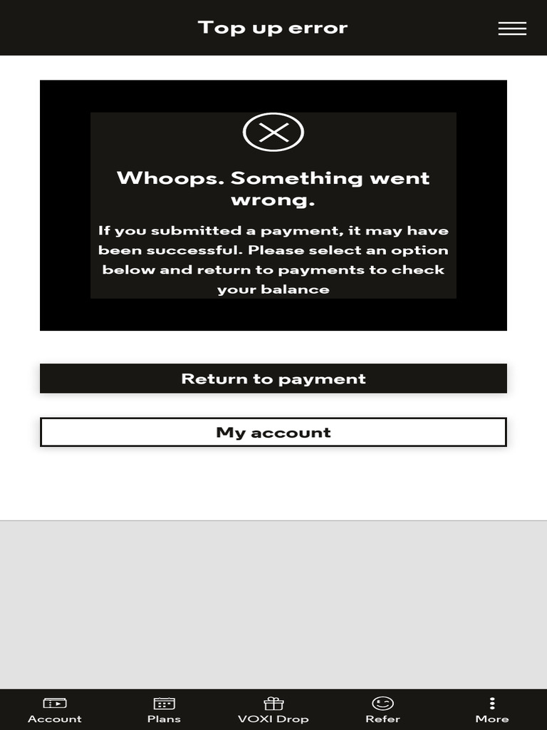 VOXI Top Up Payment Issues | PDF