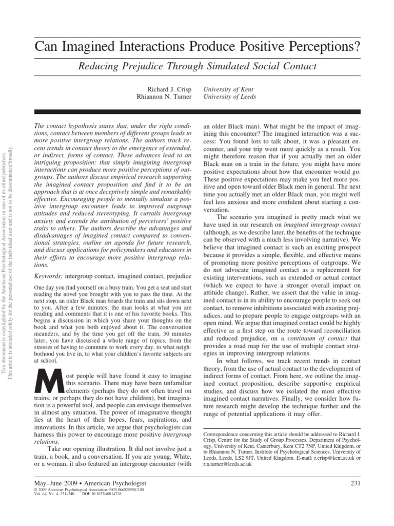 Can Imagined Interactions Produce Positive Perceptions | PDF ...