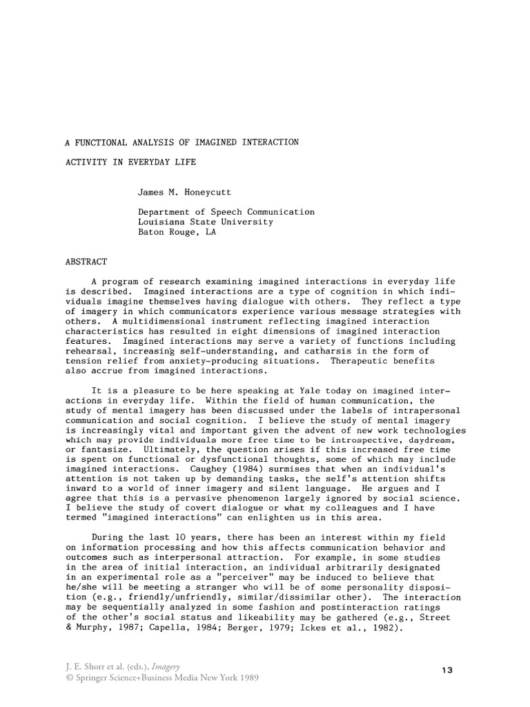 Imagined Interactions in Daily Life | PDF | Thought | Communication