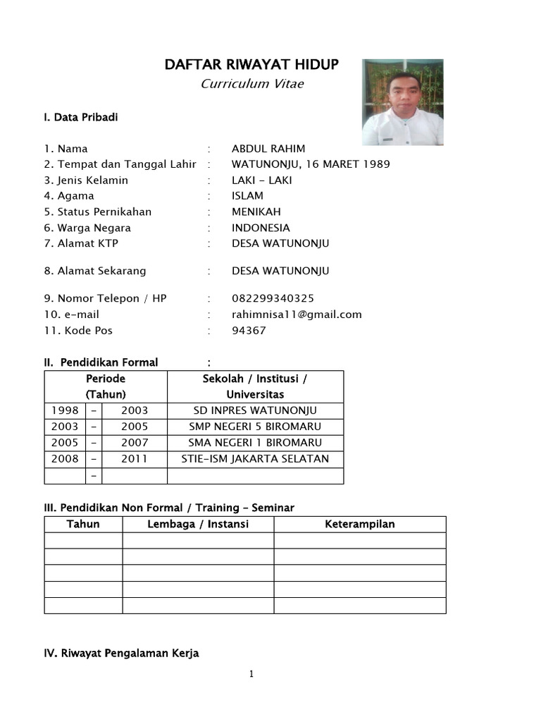 CV Abdul Rahim | PDF