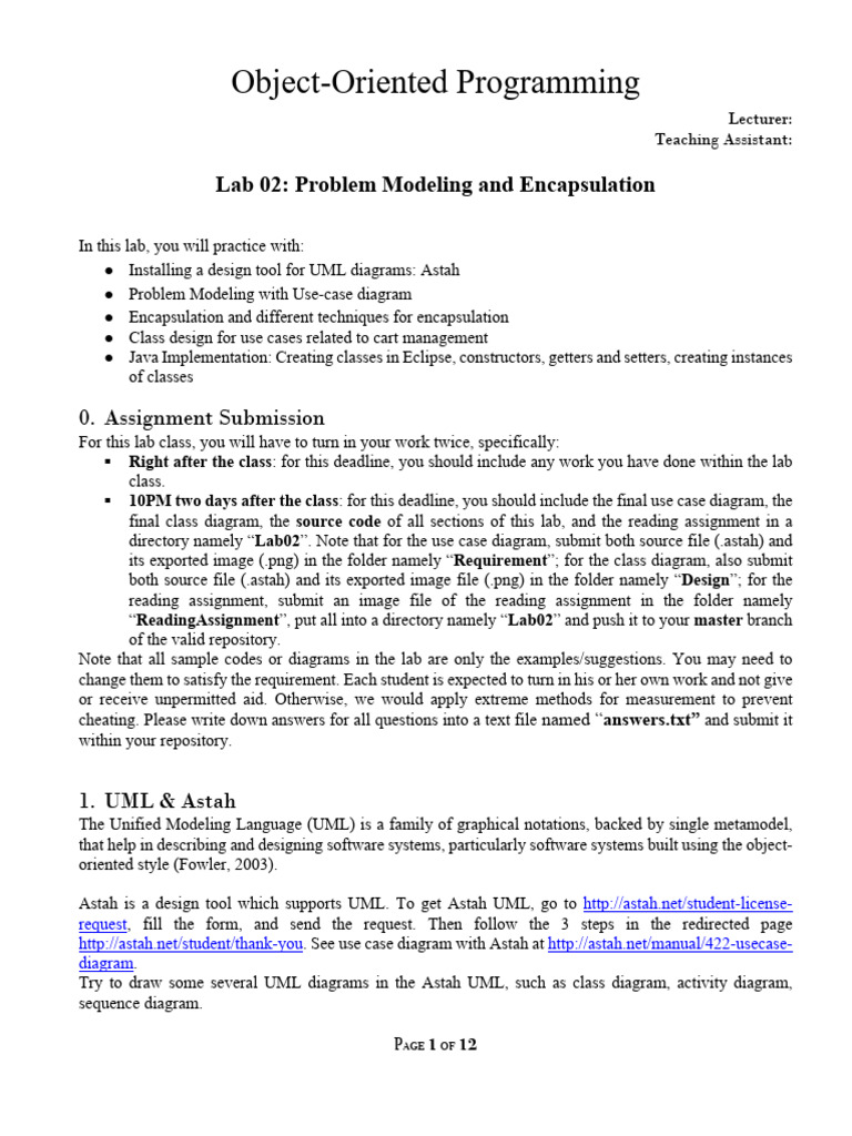 OOP Lab02 ProblemModelingEncapsulation | PDF | Use Case | Method ... OOP Lab02 ProblemModelingEncapsulation | PDF | Use Case | Method ...