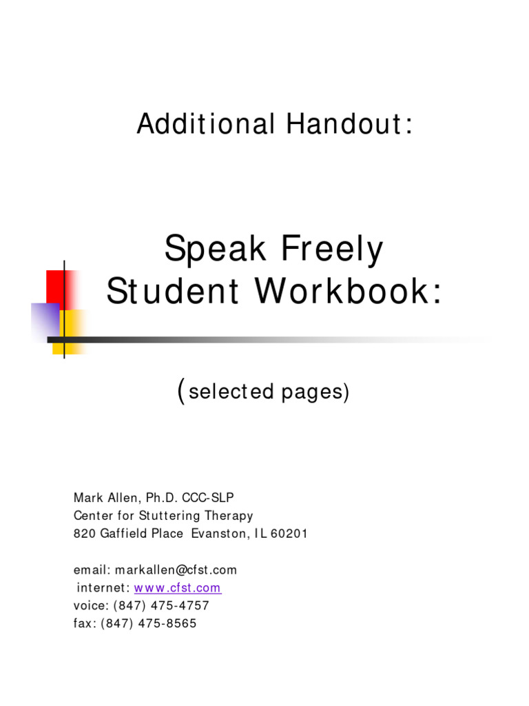 Mark Allen ASHA 2011 Handout 2 | PDF | Stuttering | Psychotherapy