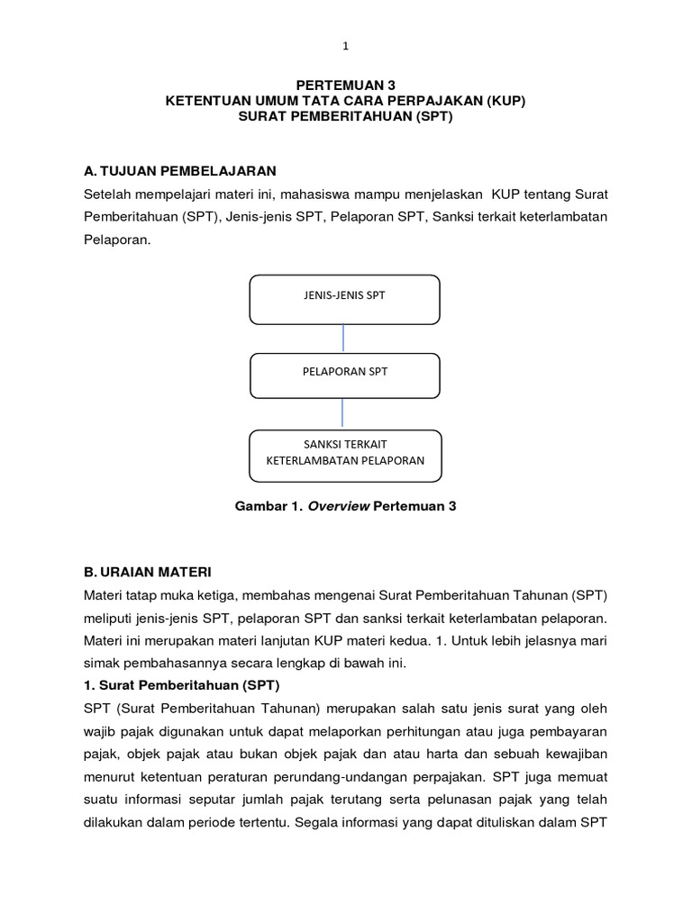 Pert. 3 KETENTUAN UMUM TATA CARA PERPAJAKAN (KUP) SURAT PEMBERITAHUAN (SPT) | PDF