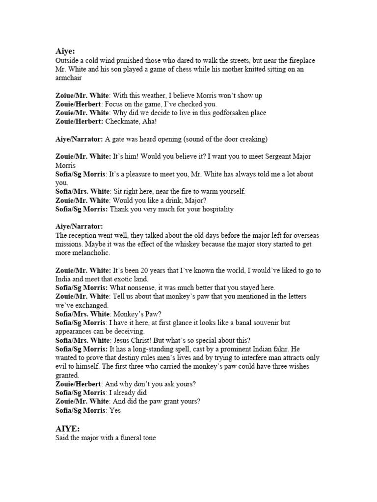 The Monkey's Paw. Script | PDF