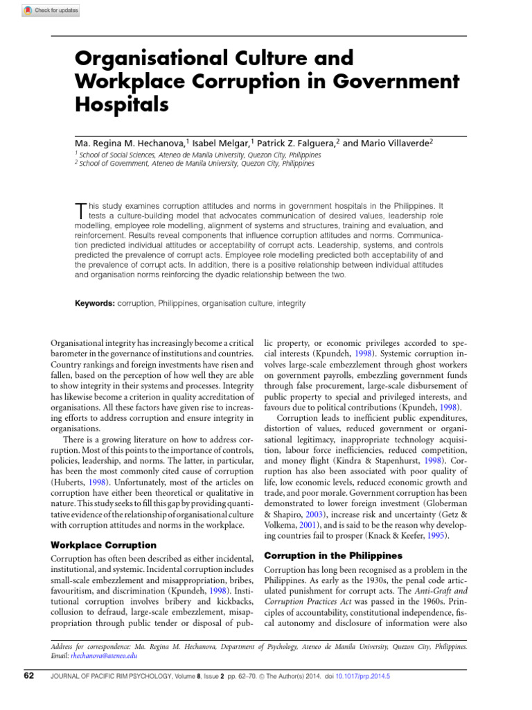 Hechanova 2014 | PDF | Political Corruption | Integrity