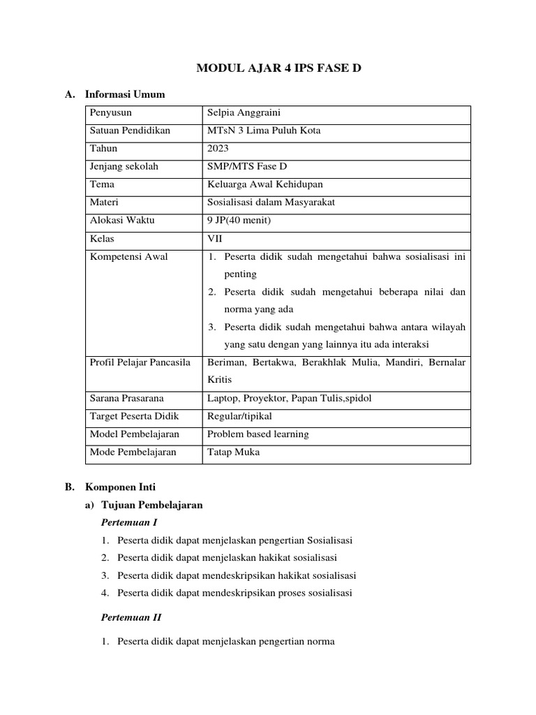 Modul Ajar 4 Ips Fase D | PDF
