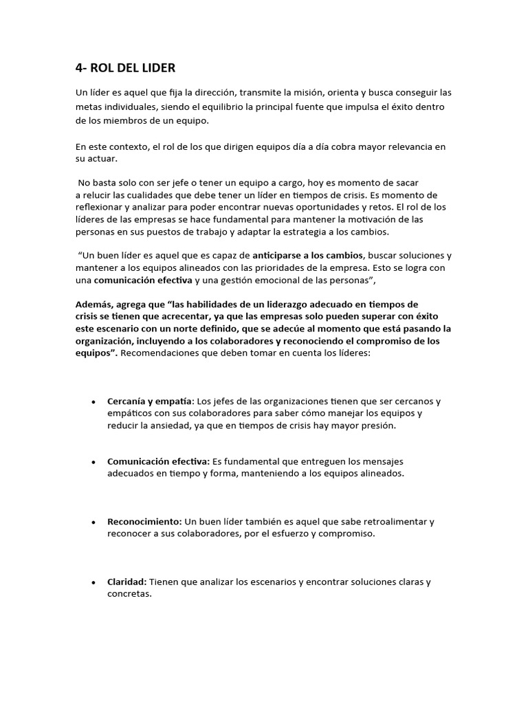 4 Rol de Lider | PDF | Liderazgo