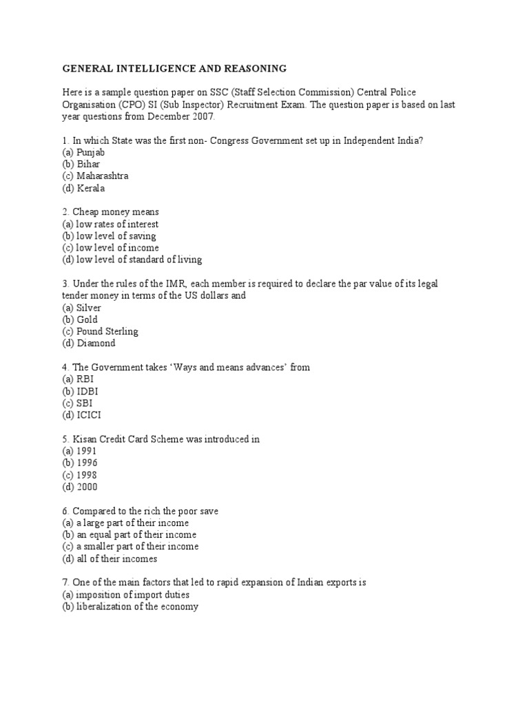 General Intelligence and Reasoning | PDF | Politics Of India | Government