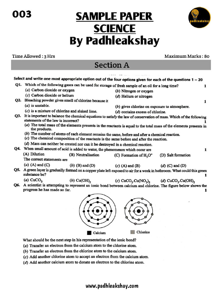 Science Sample Paper 003. - Compressed | PDF