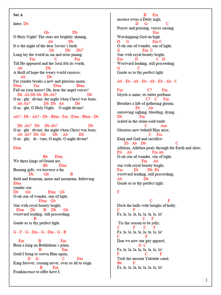 Christmas Carols Medley Guitar Chords | PDF | Christmas | Holiday Songs