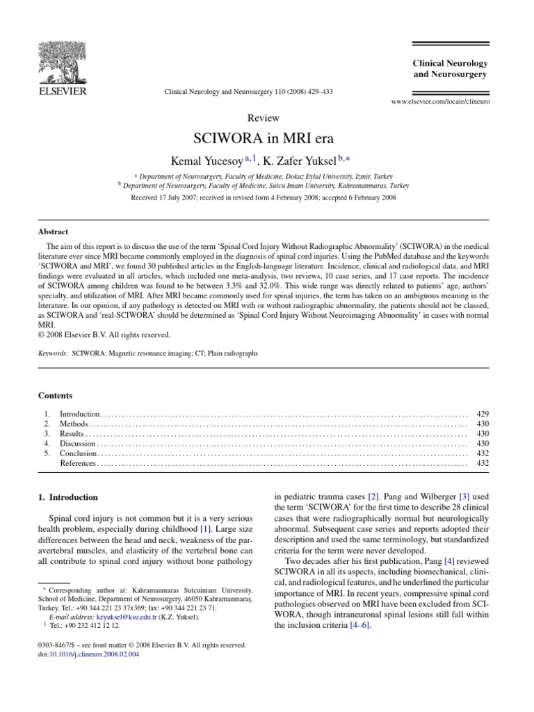 SCIWORA in MRI Era | PDF