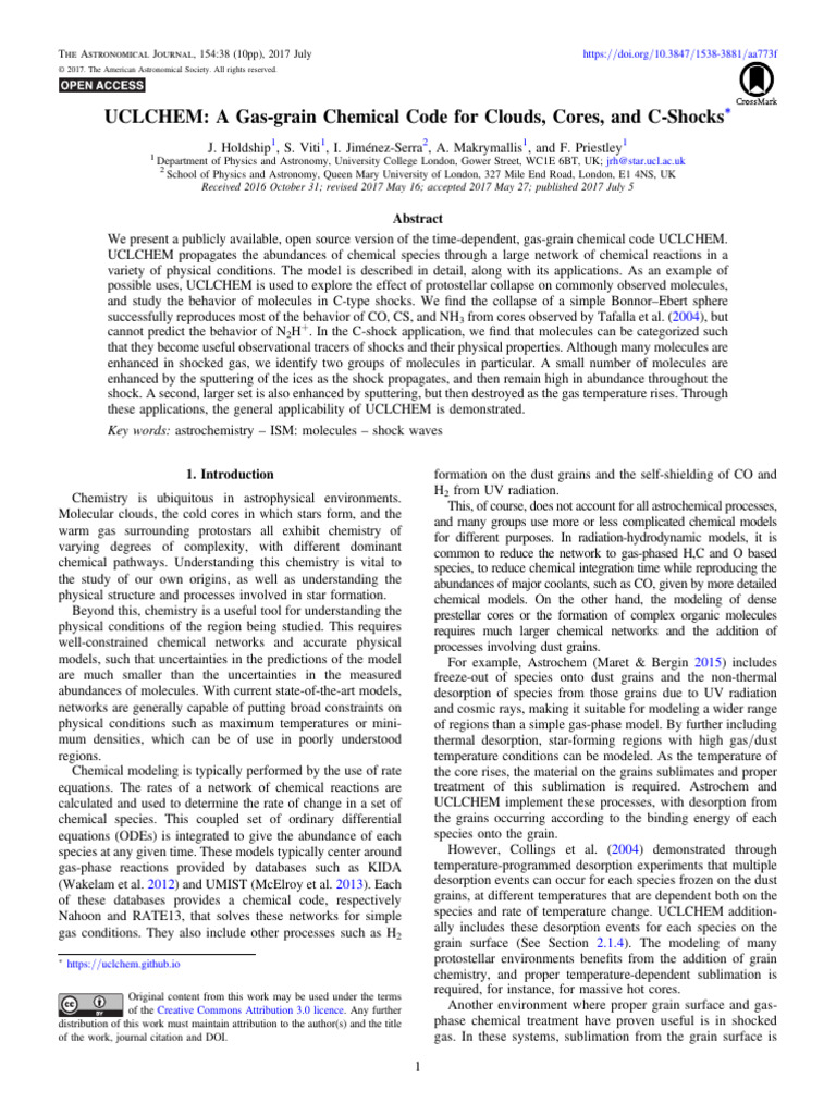 Holdship17 - UCLCHEM - A Gas-Grain Chemical Code For Clouds, Cores, and ...