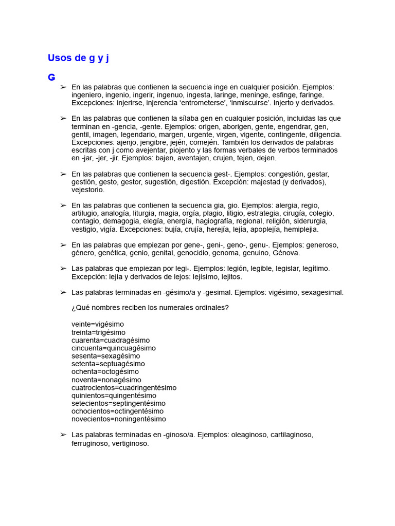 Uso de G_J | PDF | Conjugación gramatical | Morfología
