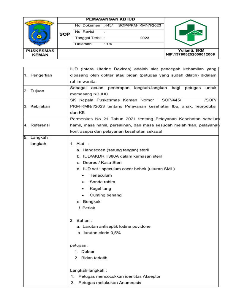 Pemasangan KB Iud | PDF