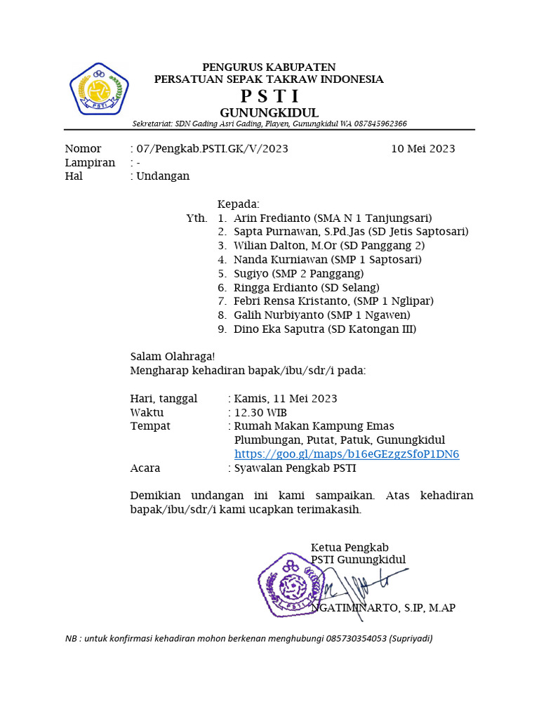 Undangan Syawalan PSTI GK | PDF