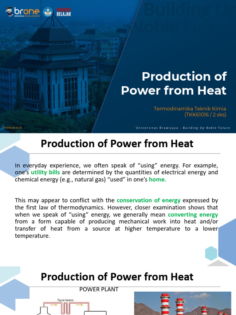 (TKK61016) 8. Production of Power From Heat | PDF | Steam Engine | Steam
