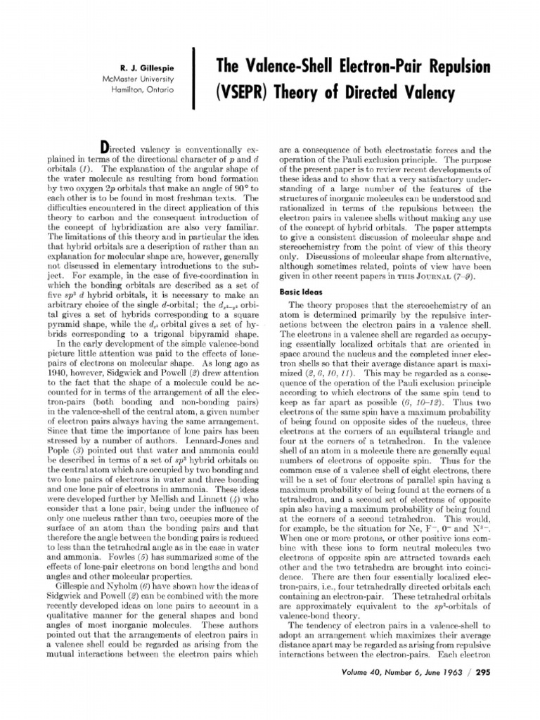 VSEPR Theory and Molecular Geometry | PDF | Chemical Bond | Atomic Orbital