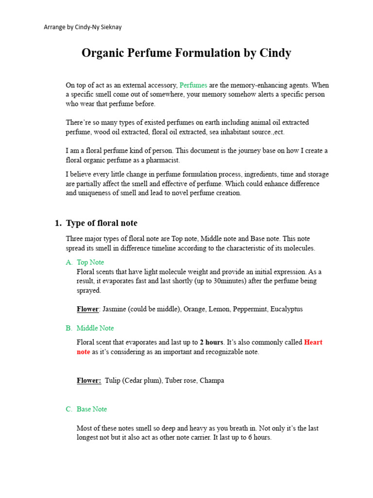 Perfume Side Note | PDF | Perfume