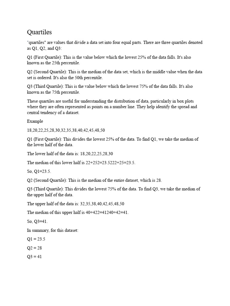 Quartiles | PDF | Percentile | Median