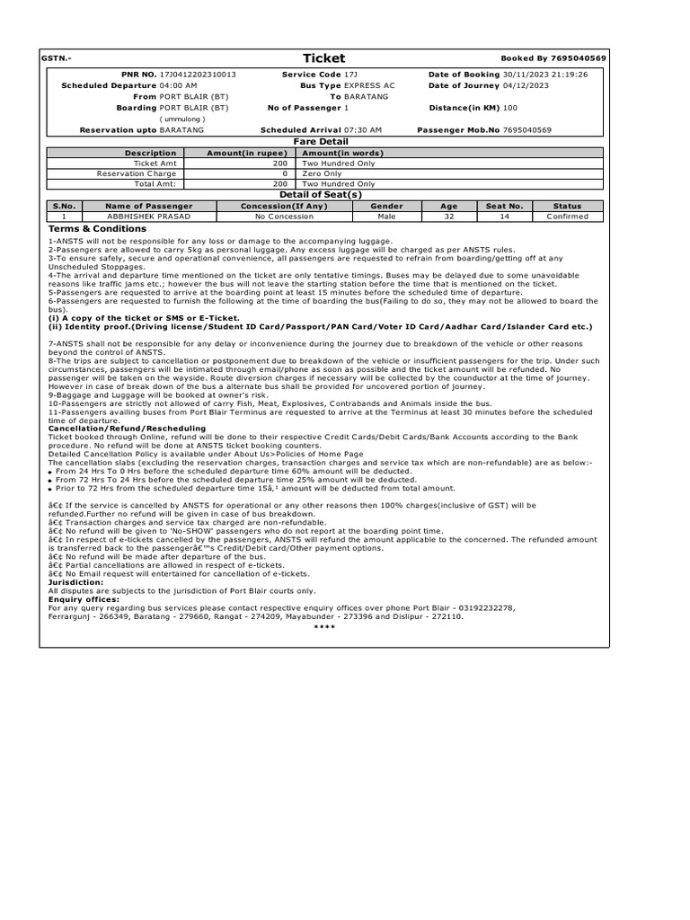 Ticket: Fare Detail | PDF