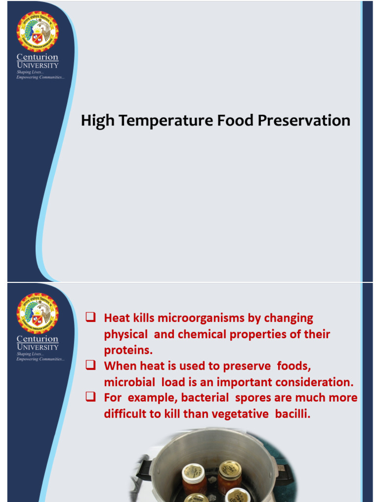 High Temperature Food Preservation | PDF | Food Preservation | Food And ...