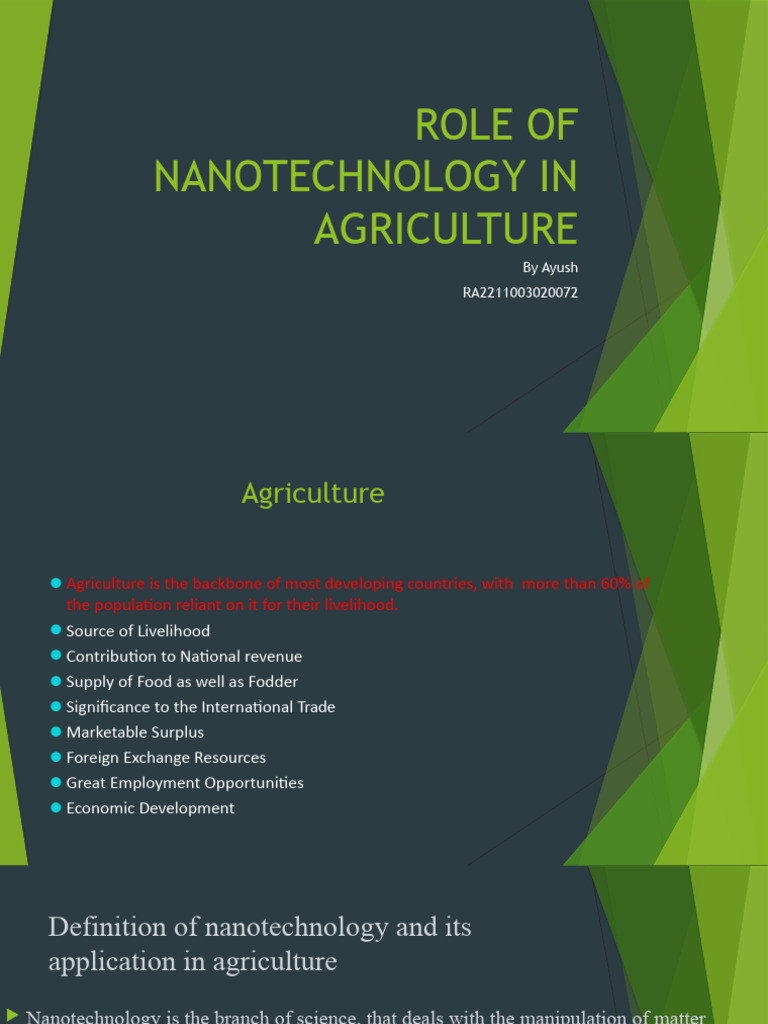 Role of Nanotechnology in Agriculture | PDF | Nanotechnology | Agriculture