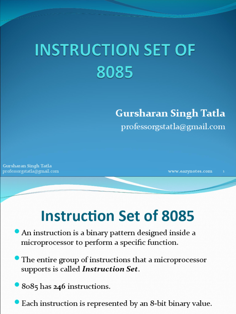 Instruction Set of 8085 | PDF | Central Processing Unit | Manufactured Goods